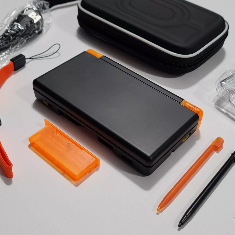 Nintendo DS Lite CUSTOM - Black/Transparent Orange w/ Modded LED, Bund ...
