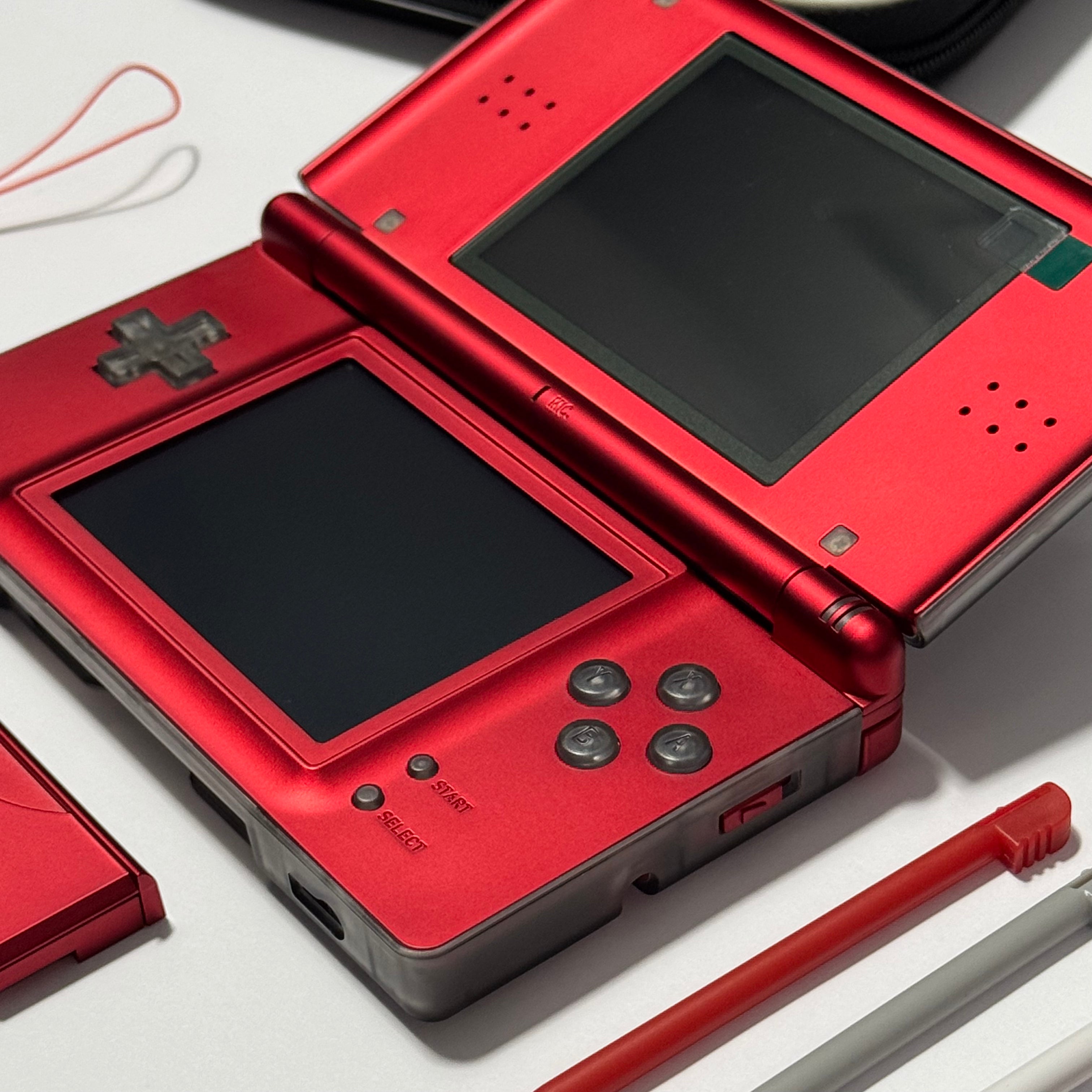Nintendo DS Lite CUSTOM - Clear Black/Shiny Red w/ Modded LED, Bundle ...