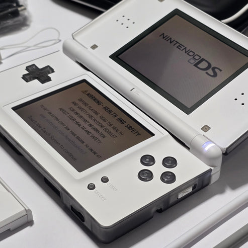Nintendo DS Lite CUSTOM - Transparent Black/White w/ Modded LED, Bundl ...