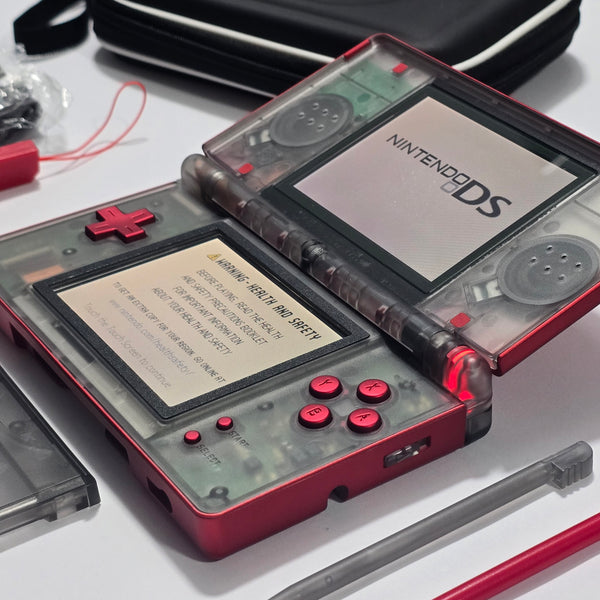 Nintendo DS Lite CUSTOM - Shiny Red/Clear Black w/ Modded LED, Bundle ...